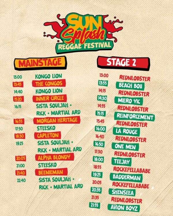 FULL Line-up Sun Splash Reggae Festival 2025 - Reggae Concerts ...